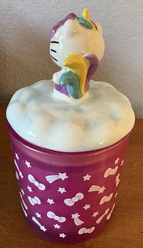 BLUE SKY HELLO KITTY UNICORN TOPPER Jar Candle Double Wick Cotton Candy ...