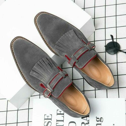 Tassels Men's Suede Dress Shoes Tassels Formal Buckle Oversize Slip On ...