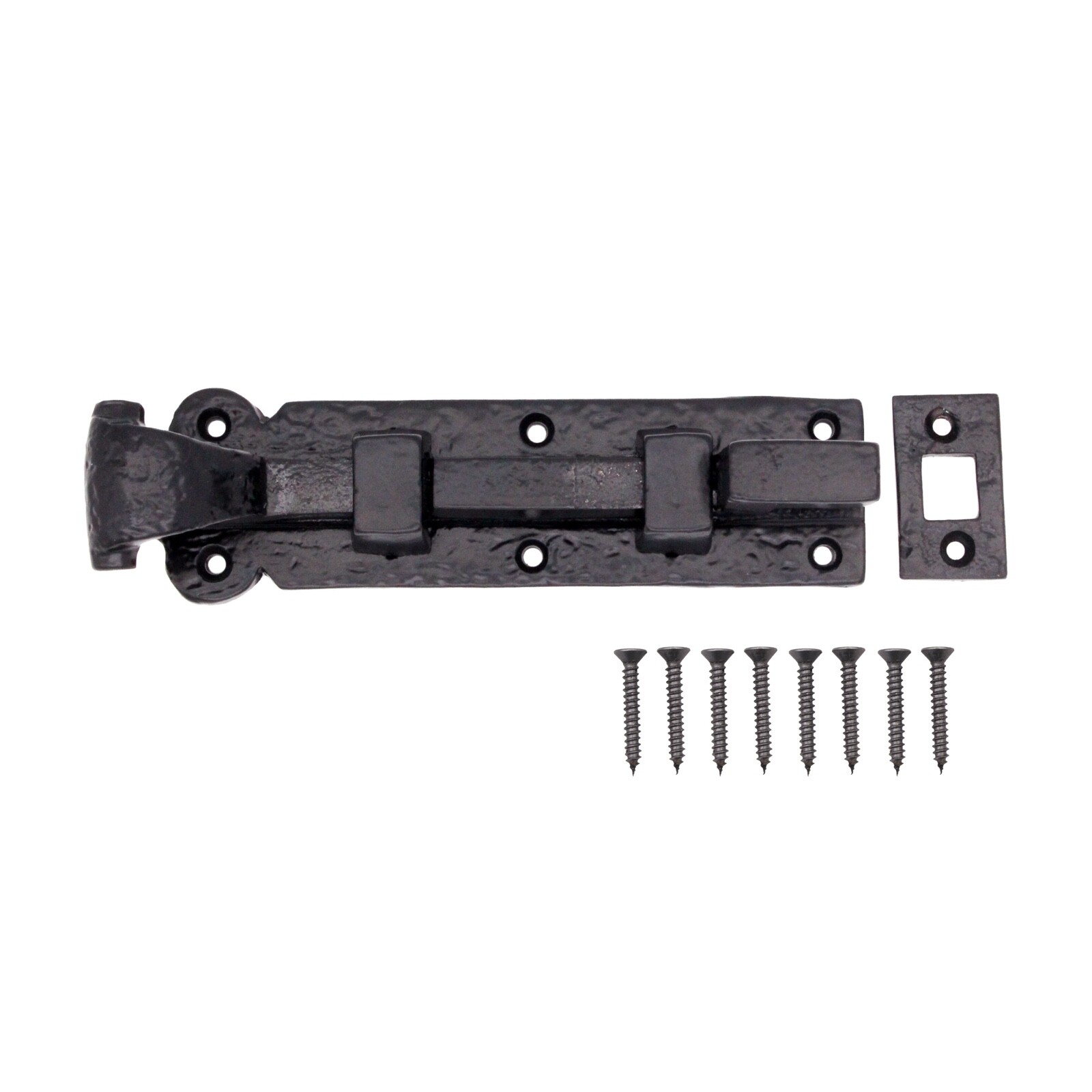 Iron Bolt Straight Cranked Black Ornate Latch Tudor Scroll Bathroom ...