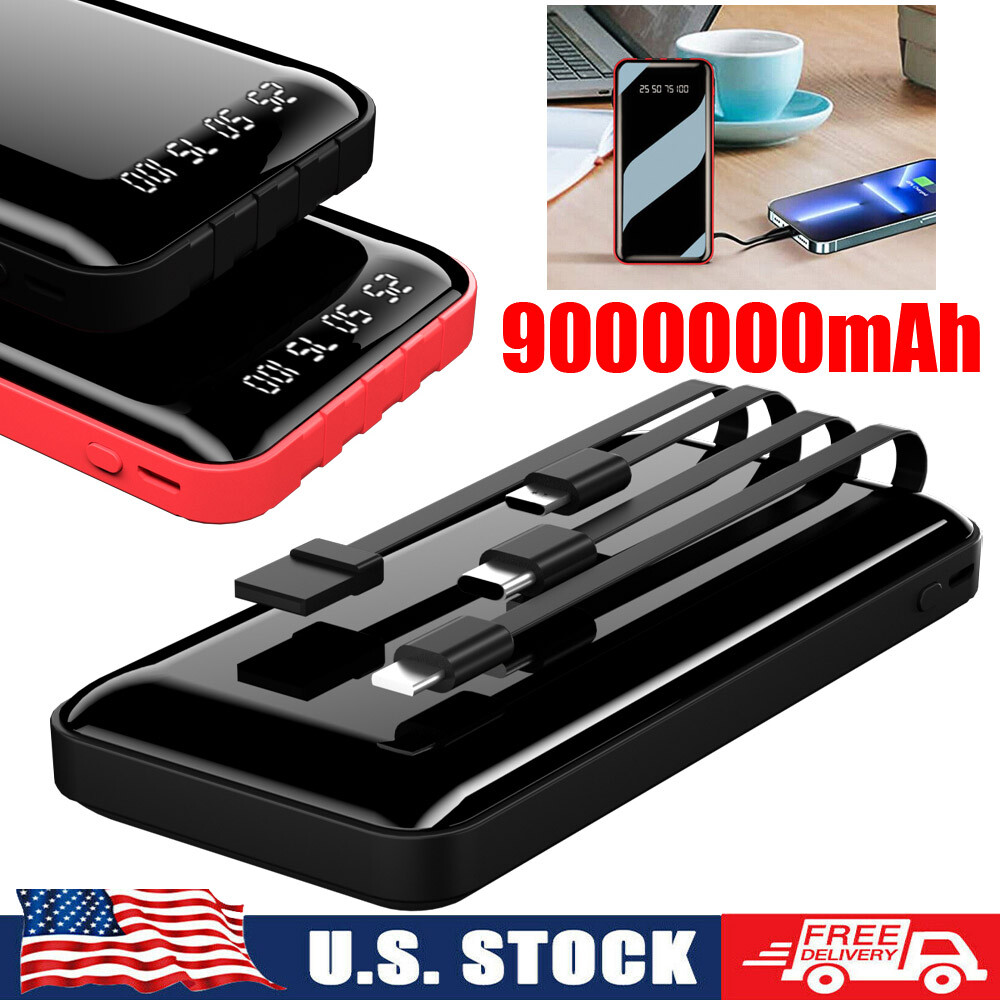 Power Bank 9000000mAh 4 USB Backup External Battery Charger Pack for ...