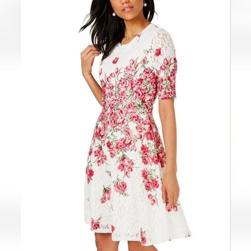 🆕️ Charter Club White Floral Lace Overlay Fit & Flare Dress WOMEN'S ...