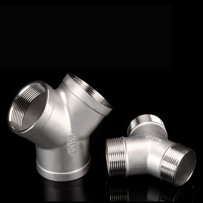 304 Stainless Steel Y Shape Pipe Fitting male / female Thread BSP 1/4 ...