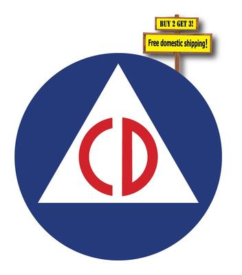 CIVIL DEFENSE LOGO STICKER/DECAL 3.25"X3.25" CD PROTECTION BUY 2 GET 3 ...