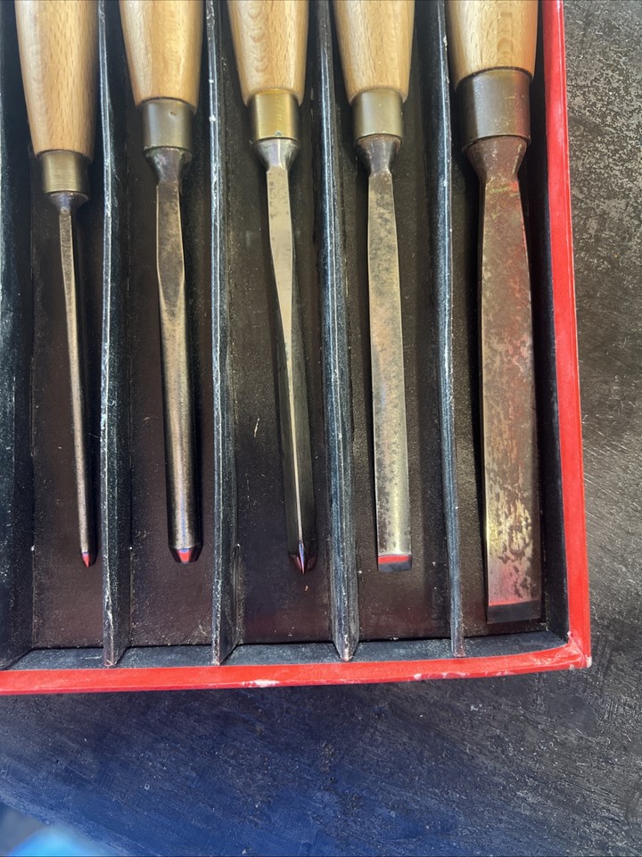 Vintage Ashley Iles Wood Carving Tool set 5pcs Plus One Other Marked ...