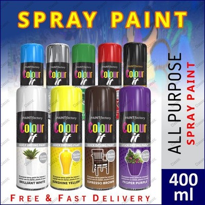 All Purpose Spray Paint Aerosol Matt Gloss Satin Primer Metal Wood ...