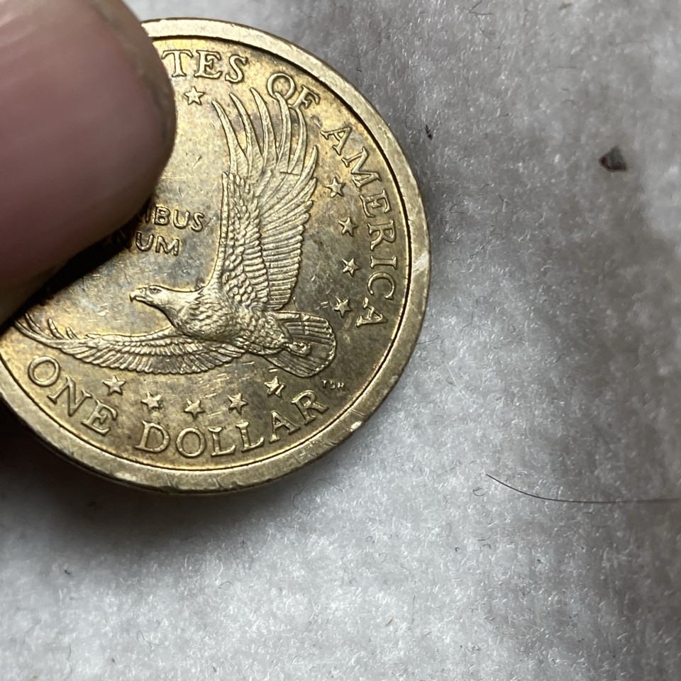 2000 P - Sacagawea Cheerios dollar rare, detail Feathers-errors obverse ...