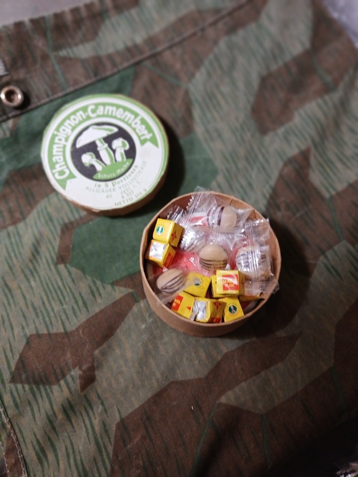 WW2 German reproduction ration items, cheese package with new, eatable ...