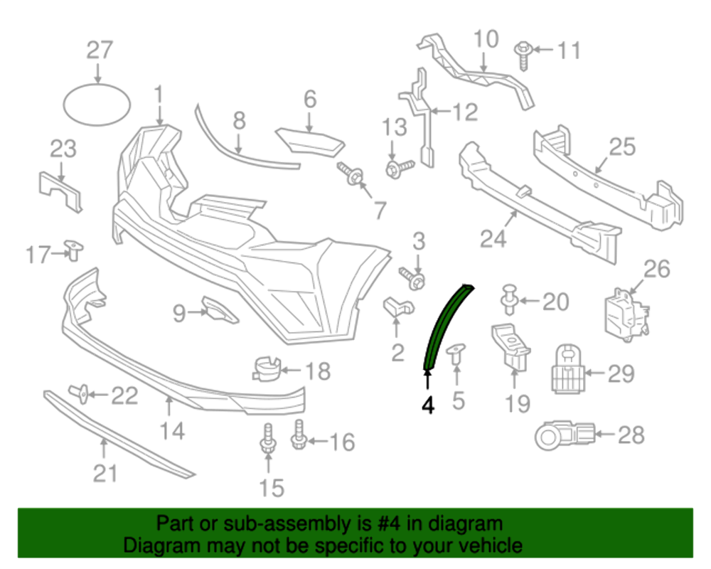 FACTORY TOYOTA RAV4 16-18 FRONT BUMPER MOLDING EXTENSION LEFT ...
