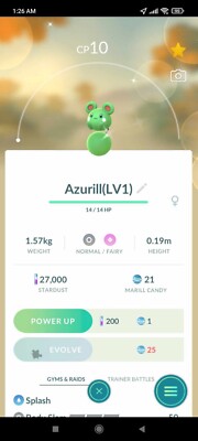 Pokemon Shiny Azurill LV1 -TRA'DE 20k Dust Registered Shiny Azurill ...