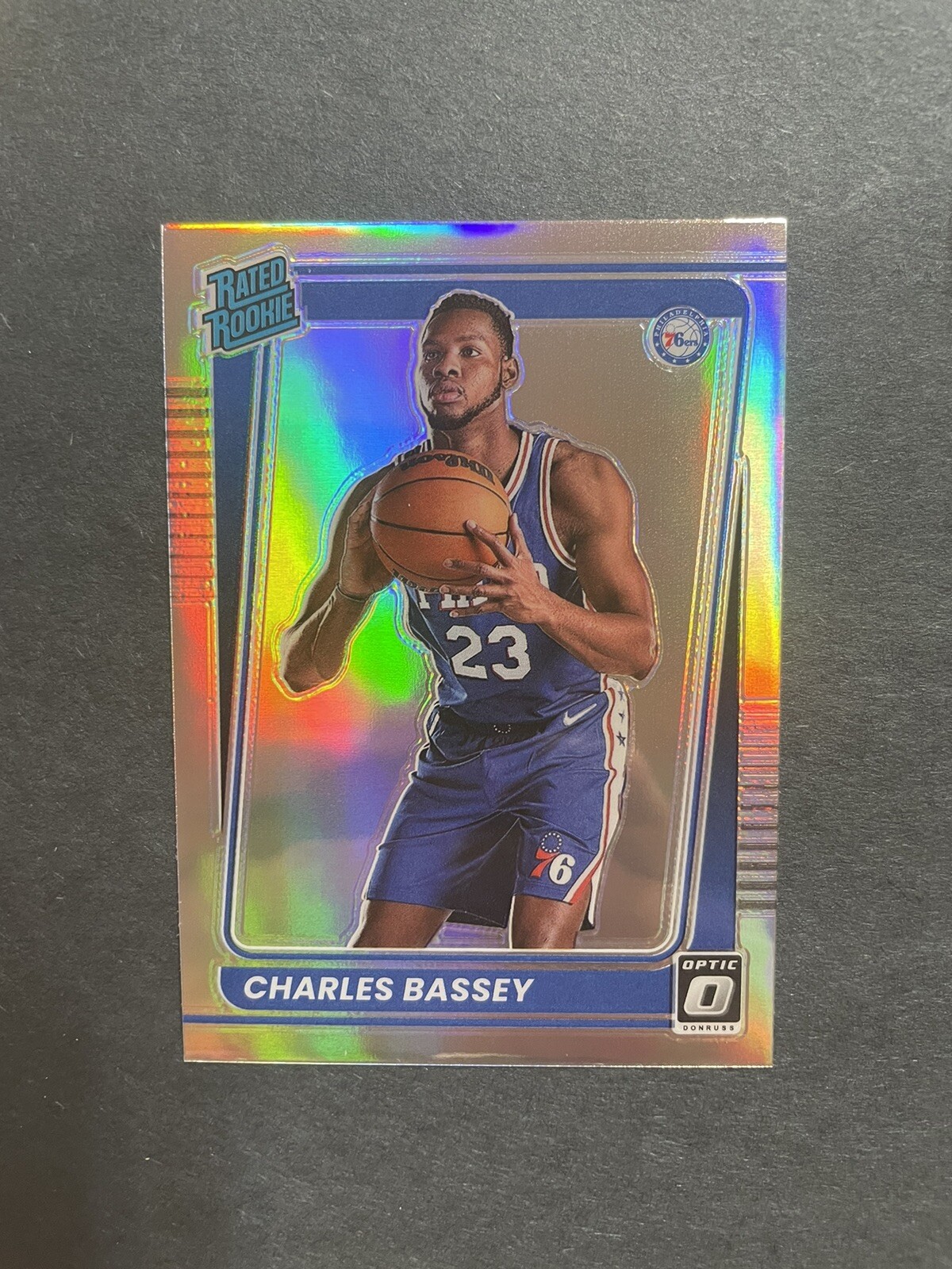 Charles Bassey Holo Rated Rookie 21-22 Panini Donruss Optic #163 76ers ...