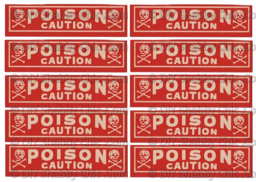 Waterslide Decal Image Transfer Vintage Poison Red Kill Dead Evil Label ...