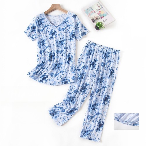 Ladies Pyjama Set Printed Pjs Summer Short Sleeve Loungewear Nightwear ...