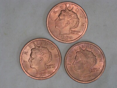 3X 2009 FREEDOM JUSTICE FOR ALL TEA PARTY DOLLARS copper dollar coin ...