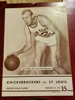 Feb 24 1961 NBA Basketball Program St. Louis Hawks at New York Knicks ...