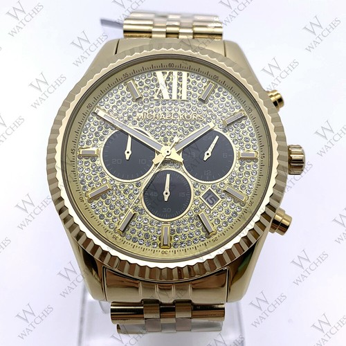 New Michael Kors MK8494 Lexington Yellow Gold Chronograph Men's Watch ...