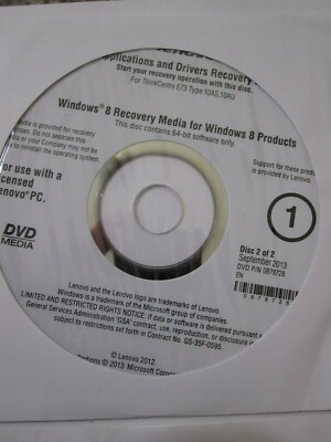 Lenovo Recovery DVDs Windows 8 Pro 64 bit - for ThinkCentre E73 Type ...