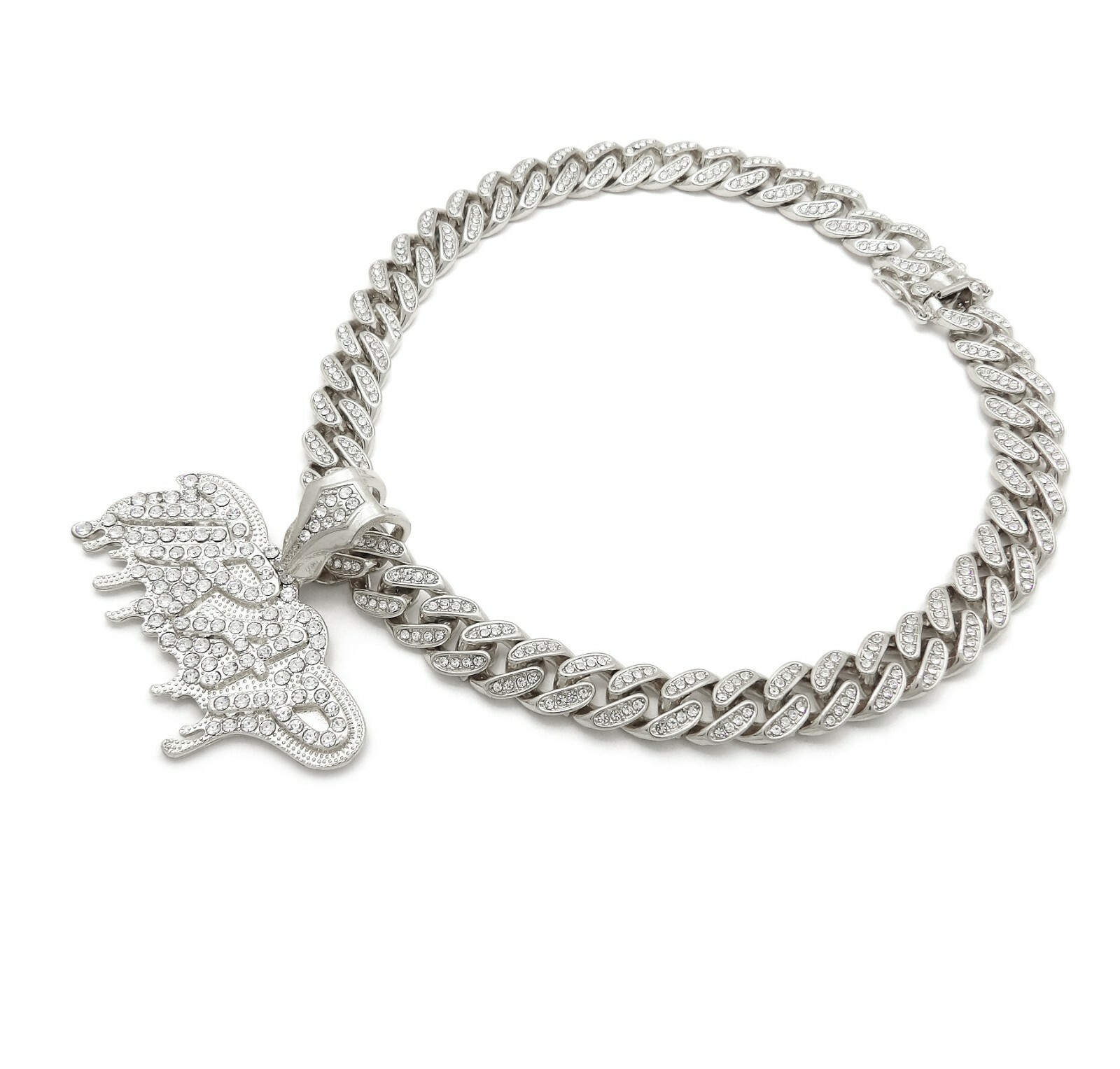 Hip Hop TRAP Drip pendant & 12mm 18" Full Iced Cuban Choker Chain Bling ...