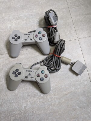 Sony Playstation 1 Controller Grey Classic Original OEM 2 Controllers ...