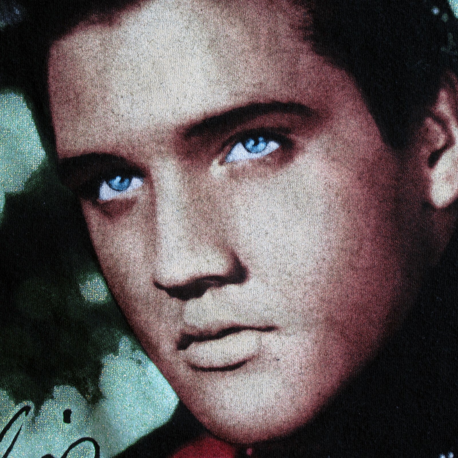 VTG Y2K Young Elvis Presley Big Face Head Graphic Pri… - Gem