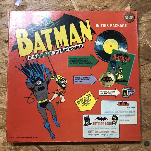 Batman RARE Golden Records COMPLETE 1966 Record, COMIC, Ring, Button ...