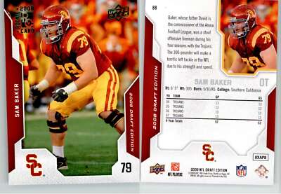 Sam Baker 2008 Upper Deck Draft Edition Green #88 USC Falcons RC | eBay