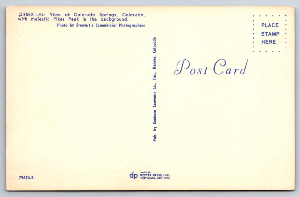 c1960s Colorado Springs Aerial View Pikes Peek City Vintage Postcard | eBay