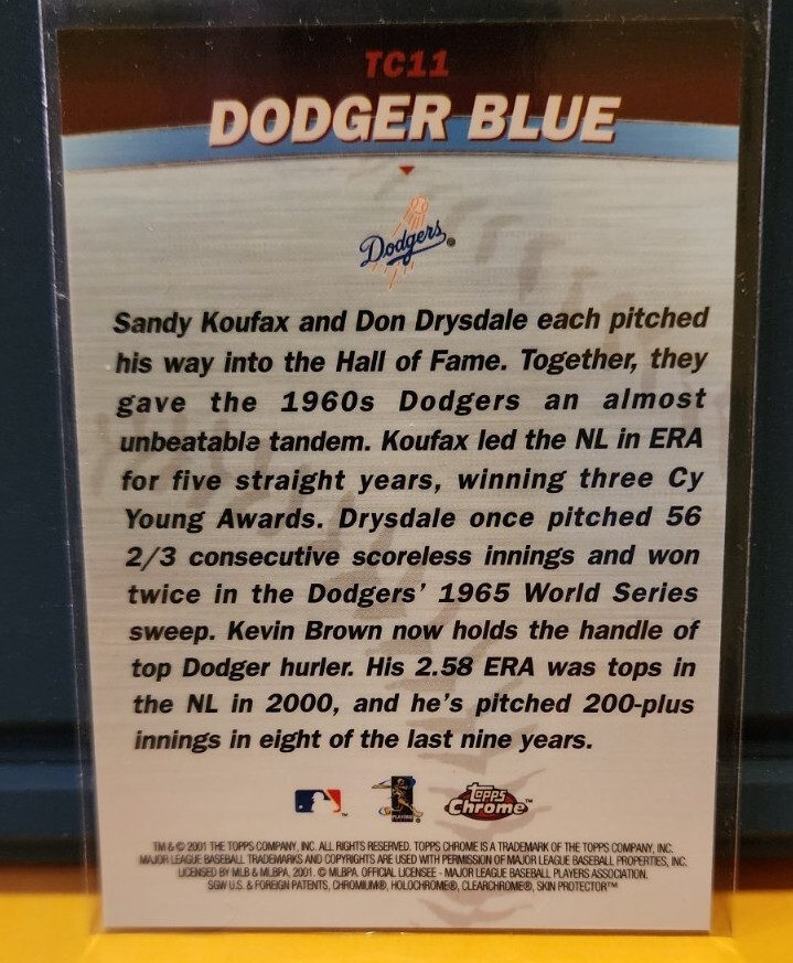 SANDY KOUFAX DON DRYSDALE - HOF - 2001 TOPPS CHROME DODGER BLUE COMBO ...