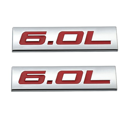 2x Chrome Red 6.0L Emblem 6.0 Logo Car Side Badge Metal Sticker Sport ...