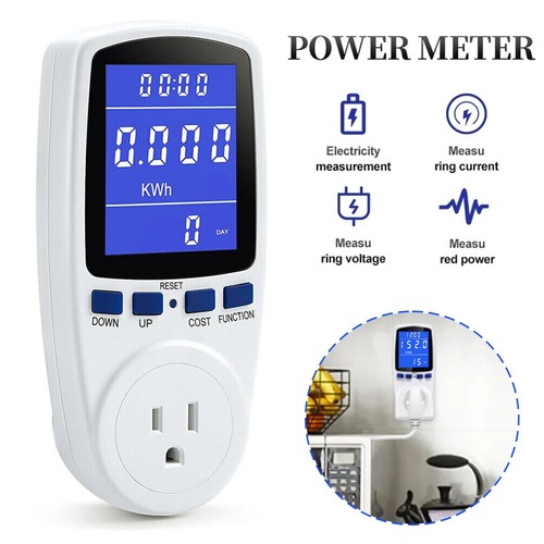 Electricity Power Consumption Meter US Plug-in Energy Monitor Watt Kwh ...
