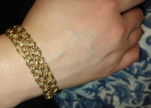 Solid 13k gold bracelet with small 10k safety chain 20 grams | eBay