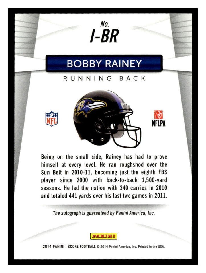 Bobby Rainey 2014 Score HOT ROOKIES AUTOGRAPH AUTO AU Inscriptions Auto ...