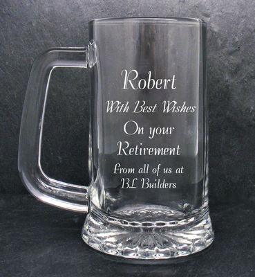Personalised 1 Pint Glass Tankard Engraved Retirement Present Free Gift ...