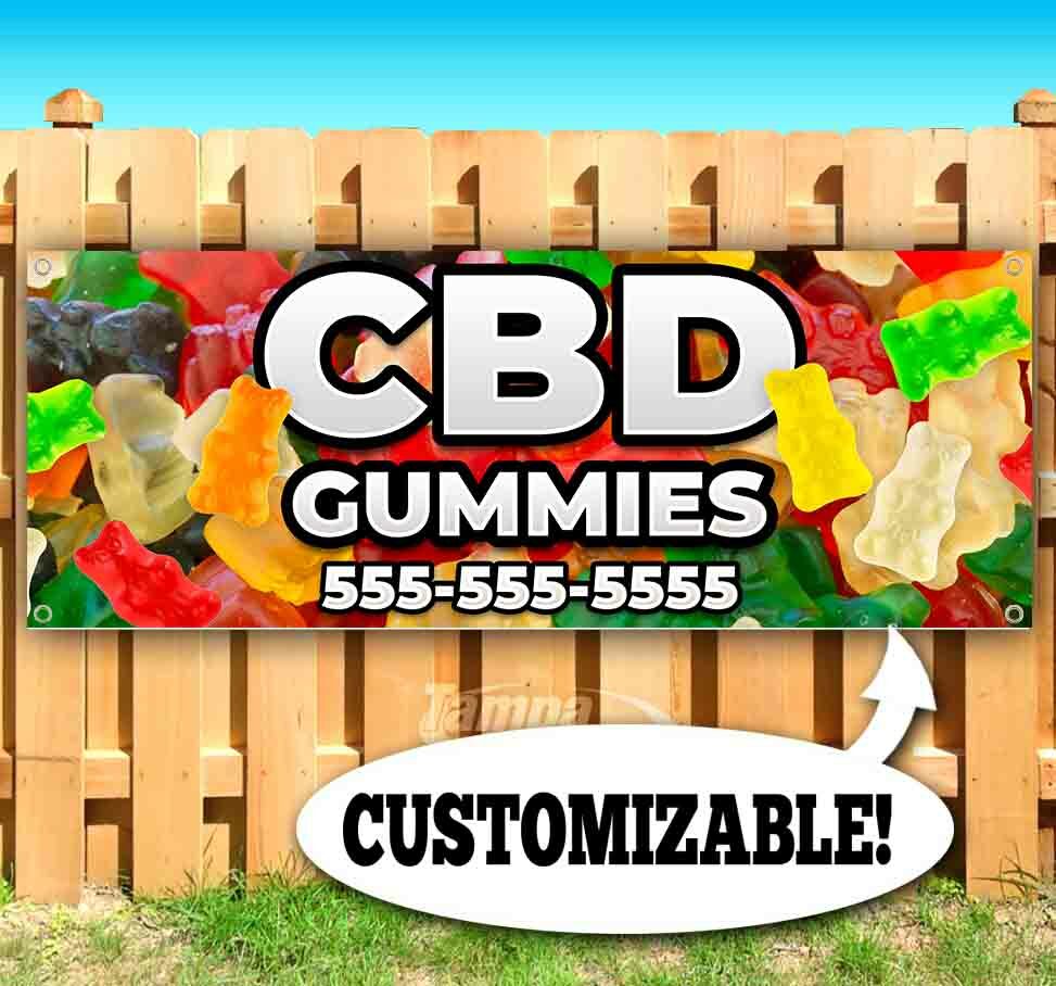 CBD GUMMIES CUSTOM PHONE # Advertising Vinyl Banner Flag Sign Many ...
