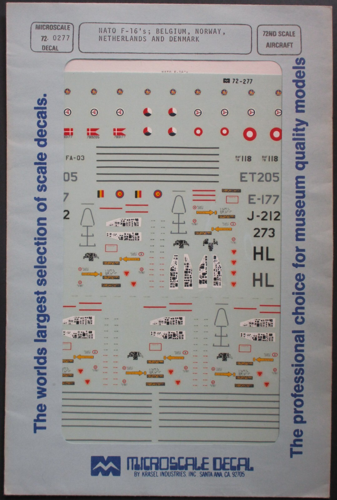 Microscale Decal 1/72nd Scale Nato F-16's Belgium Decal Sheet No. 72 ...