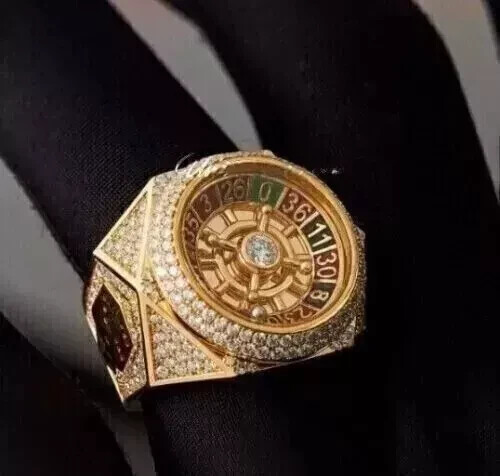 Men's Lab Created Diamond Customize Roulette Champion Ring 14KYellow ...