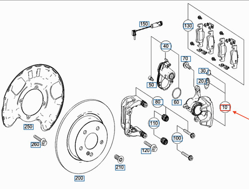 NEW MERCEDES-BENZ ML W166 REAR RIGHT BRAKE DISC CALIPER A1664230681 ...