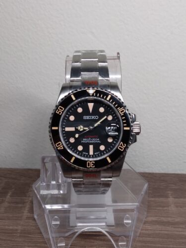 Seiko Custom Built Mod Milsub Pumpkin Dial Automatic 40mm Watch ...
