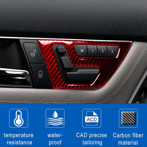 Red Carbon Fiber Seat Console Button Trim For Mercedes-Benz C-Class ...