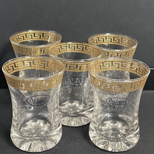 VIngtage Alpine Cuisine Small Glass Gold Rim Transfer Greek Key Pattern ...