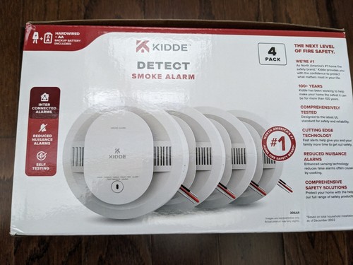 4 Pack Kidde Hardwired Smoke Detector, 10-Year warranty Battery AA ...