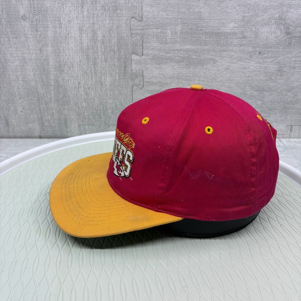 Vintage Kansas City Chiefs Hat Cap Snapback Red Yellow Big Logo Travis ...