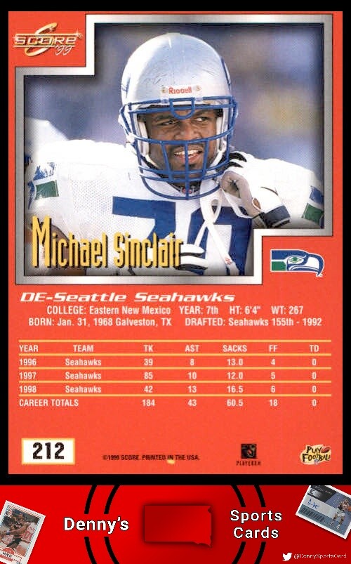 1999 Score #212 Michael Sinclair Seattle Seahawks Football Card | eBay