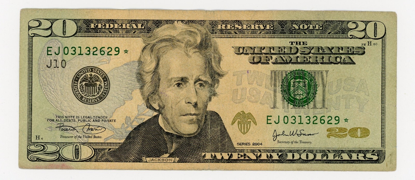 2004 $20 Dollar Bill Star Note J District | eBay