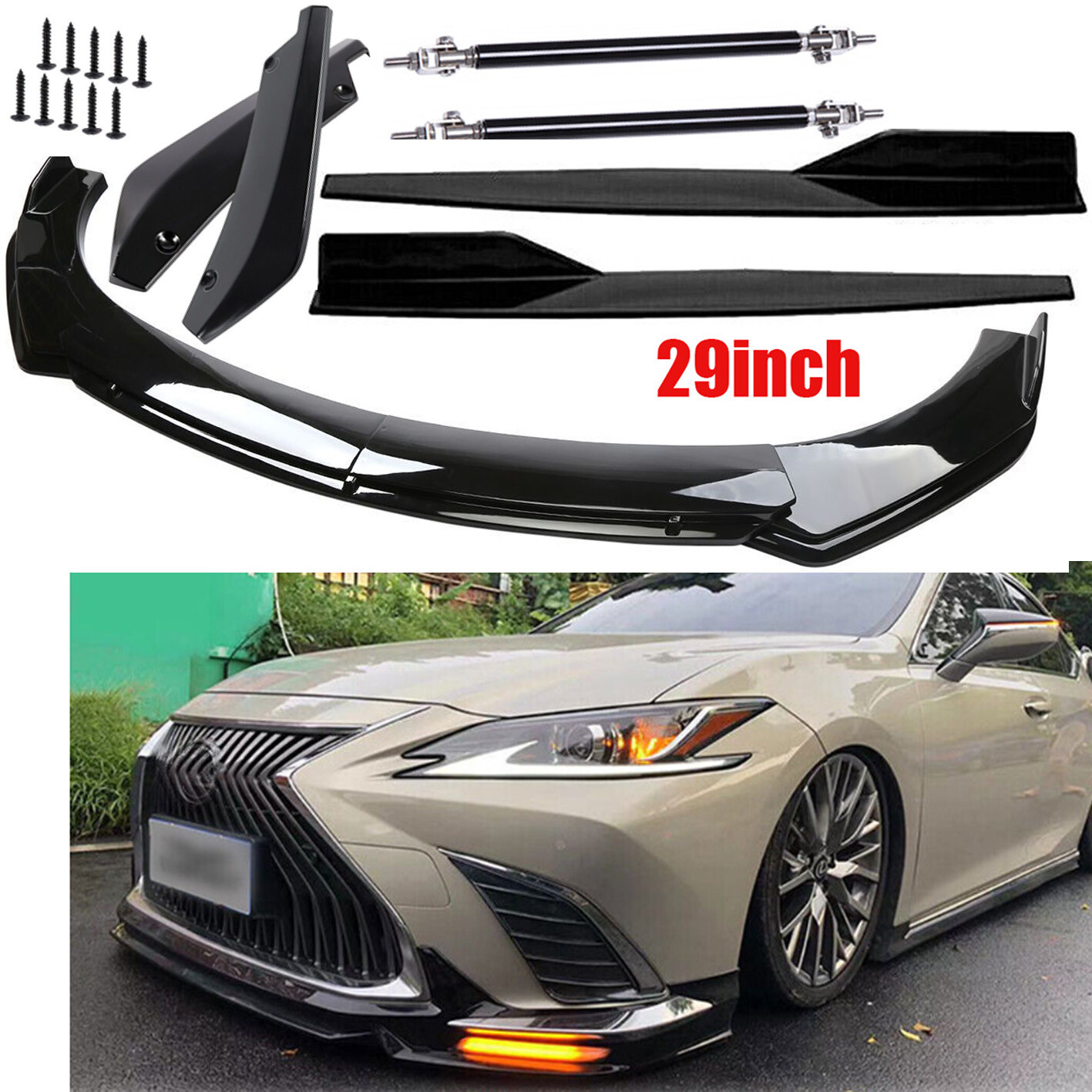 For LEXUS ES250 ES300 Front Bumper Lip Splitter Spoiler Body Kit Side ...