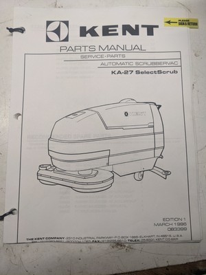 KENT PARTS LIST BOOK MANUAL KA-27 SPARE 1996 SCRUBBER AUTOMATIC ...