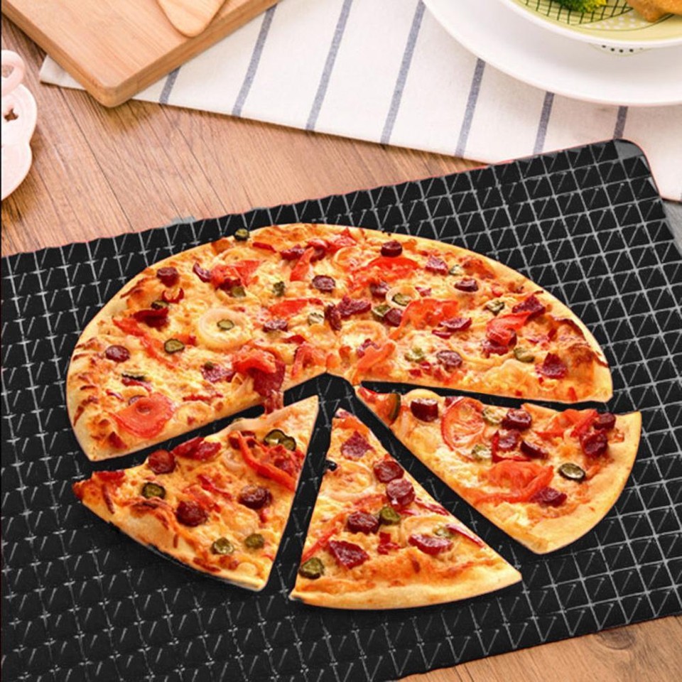 Silicone Mat Barbecue Grill Pad Pizza Baking Tray Kitchen Tools (Black ...