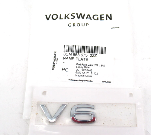 Genuine OEM VW 3CM-853-675-2ZZ "V6" Nameplate Badge 2020-2022 Atlas ...