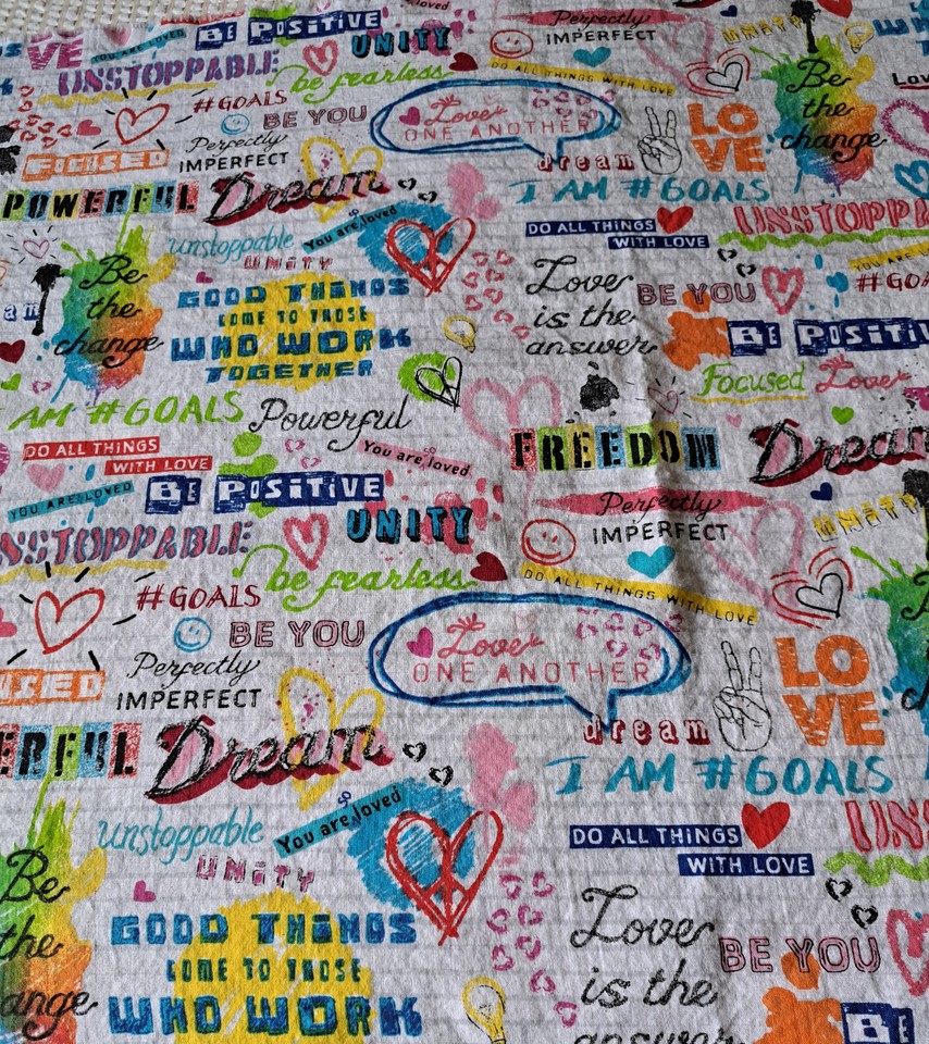 Quilt Fabric Piece Uplifting Encouraging Words - Scrap Piece - New and ...
