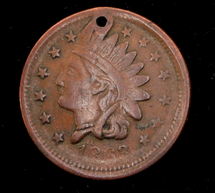 Rare 1863 NOT ONE CENT Civil War Token J & W Holed Copper Estate Find ...