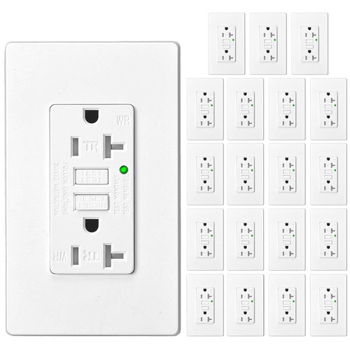 20 Amp GFCI GFI Safety Outlet Receptacle LED Indicator TR WR for ...